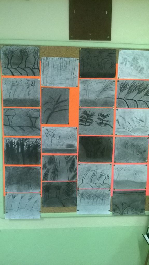 Les CM découvrent le fusain – Ecole Sainte-Anne Erbray